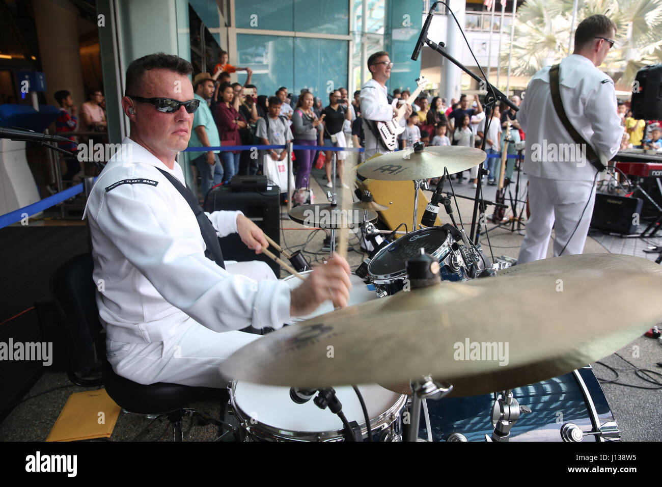 Pacific Fleet Band drummer performs at a community outreach event in ...