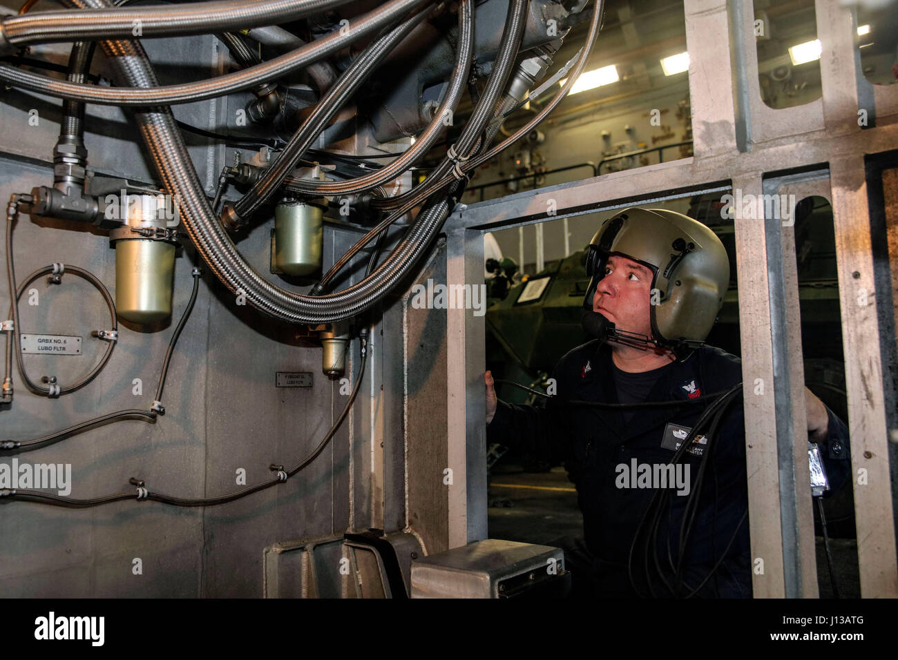 170412-N-FM530-068 MEDITERRANEAN SEA (April 12, 2017) Boatswain's Mate ...