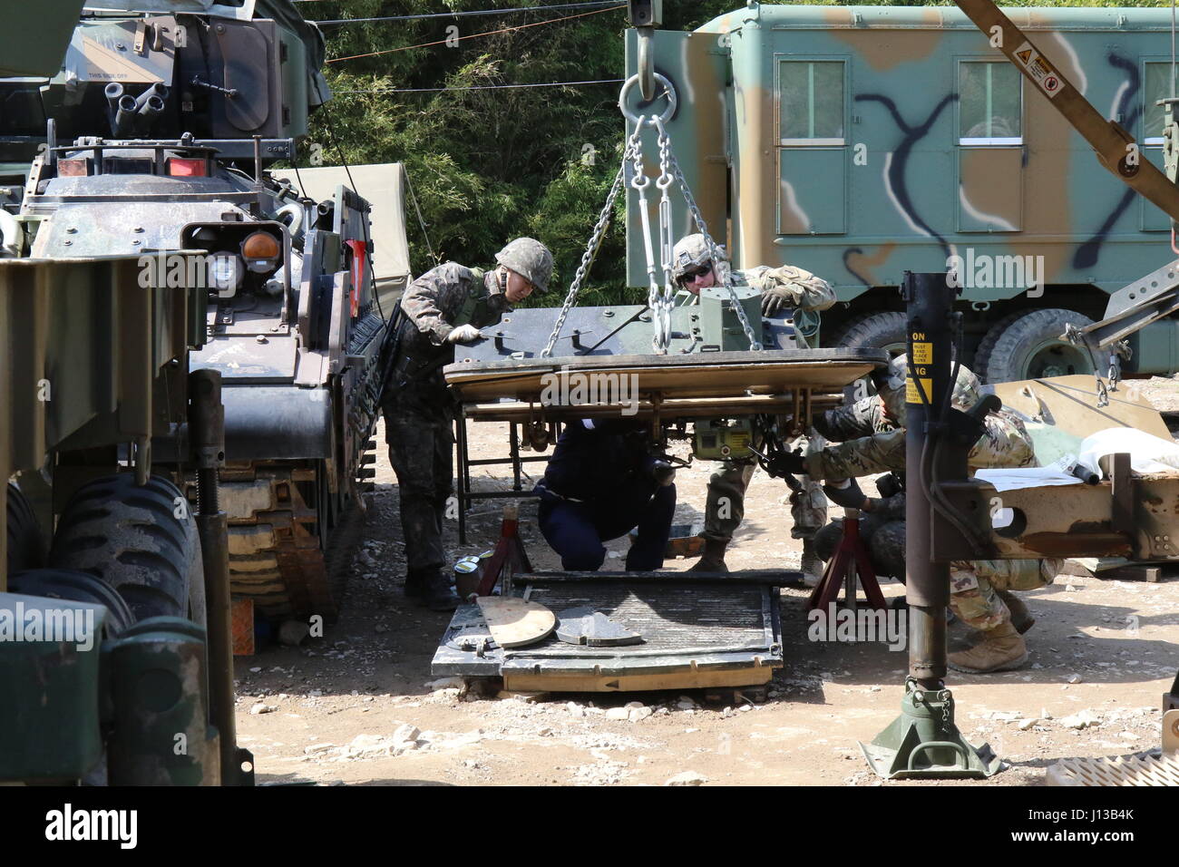 U.S. and ROK Army soldiers demonstrate combined operations of an Area ...