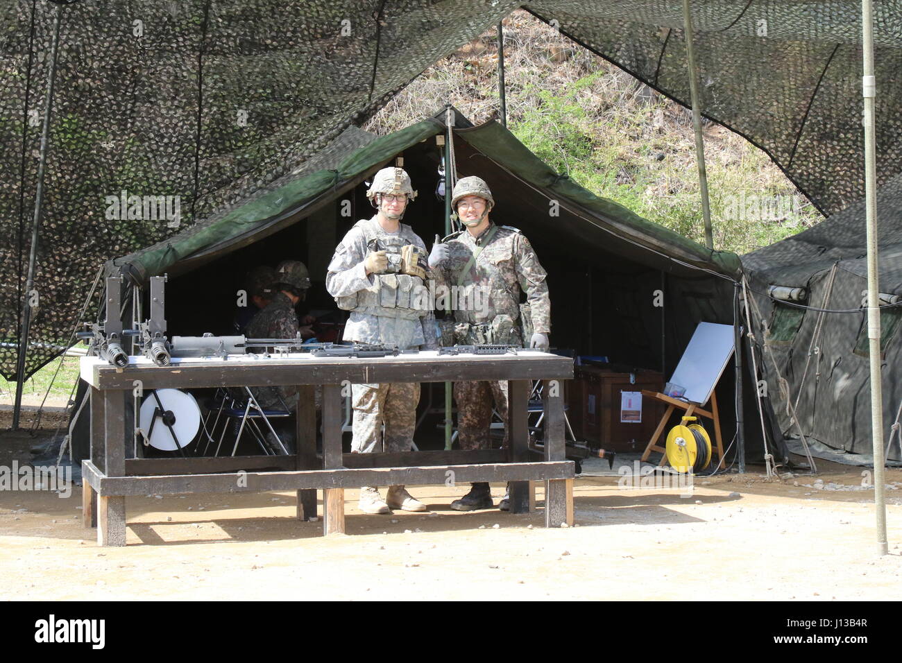 U.S. and ROK Army soldiers demonstrate combined operations of an Area ...