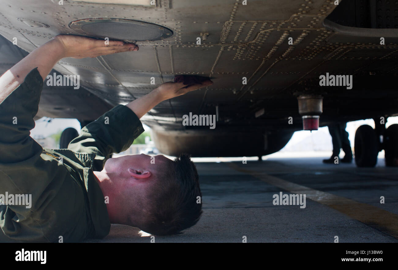 Marine Corps Nicholas Neal, a flight line mechanic with Marine Heavy ...
