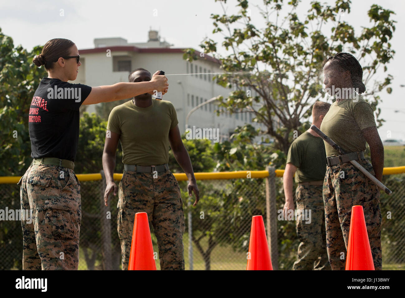 A U.S. Marine with Headquarters and Support Battalion (H&S BN), Marine ...