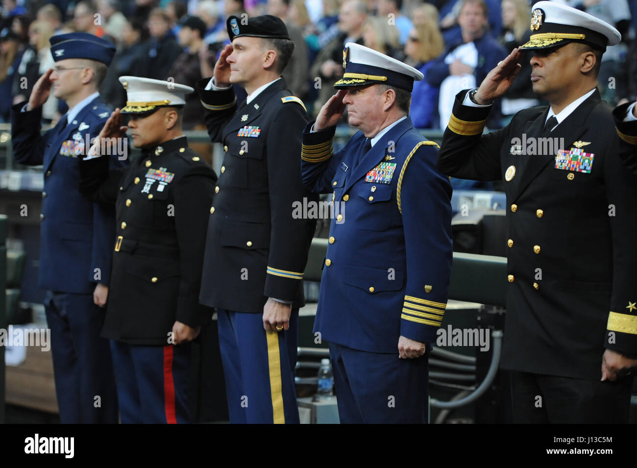 Capt. Brendan McPherson (second to right), chief of staff, Coast Guard ...