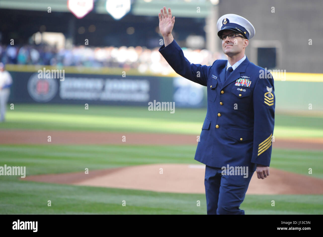 Chief Petty Officer Casey McDonald, a boatswain's mate stationed aboard ...