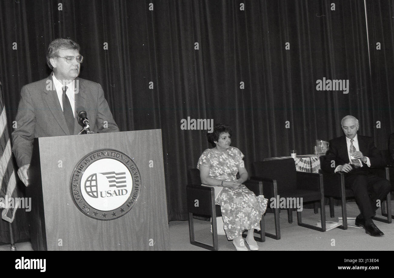 Admin. Atwood presenting general awards - Man speaking at podium Stock ...
