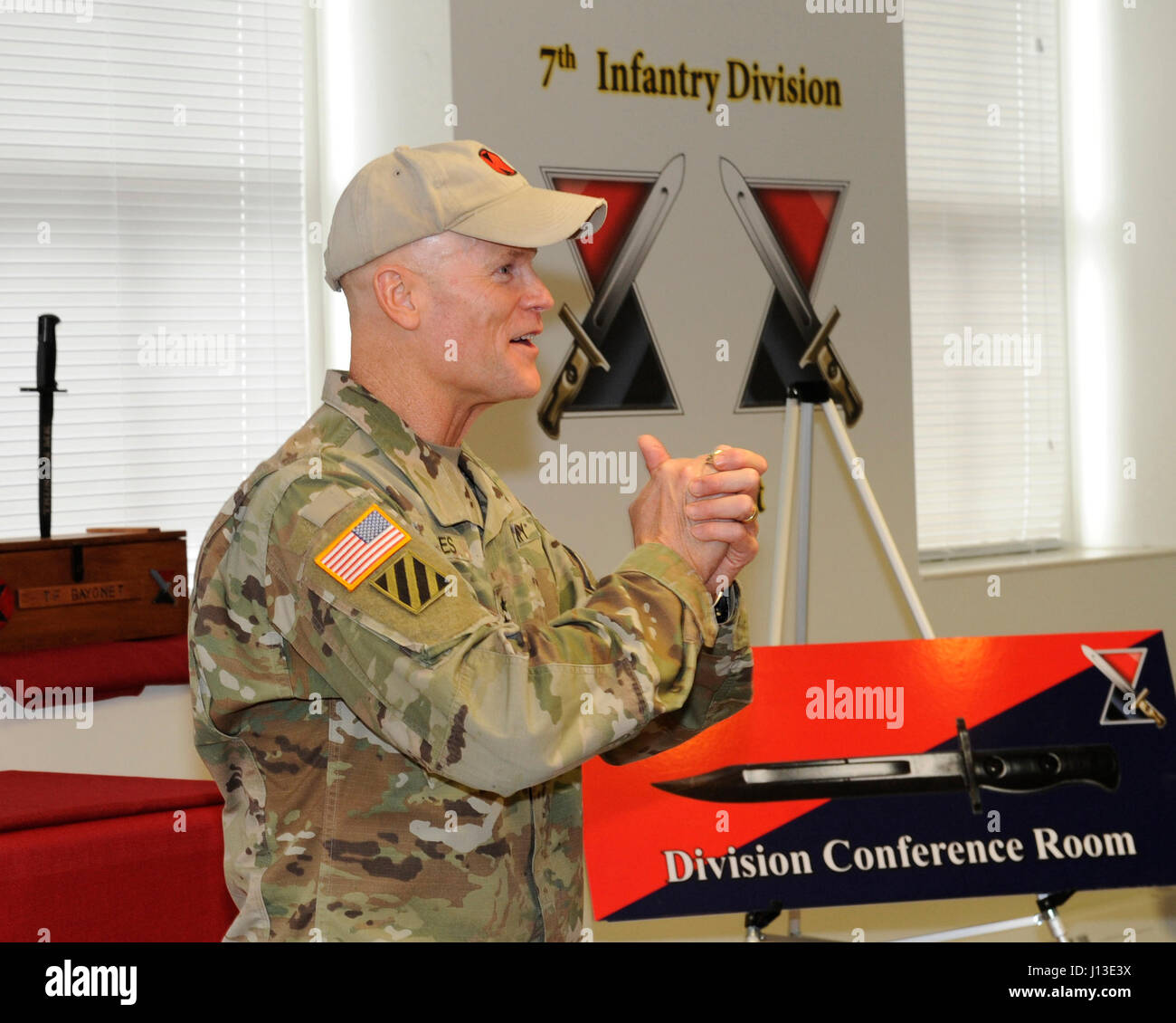 CG of 7th Infantry Division MG James speaks at the dedication ceremony ...