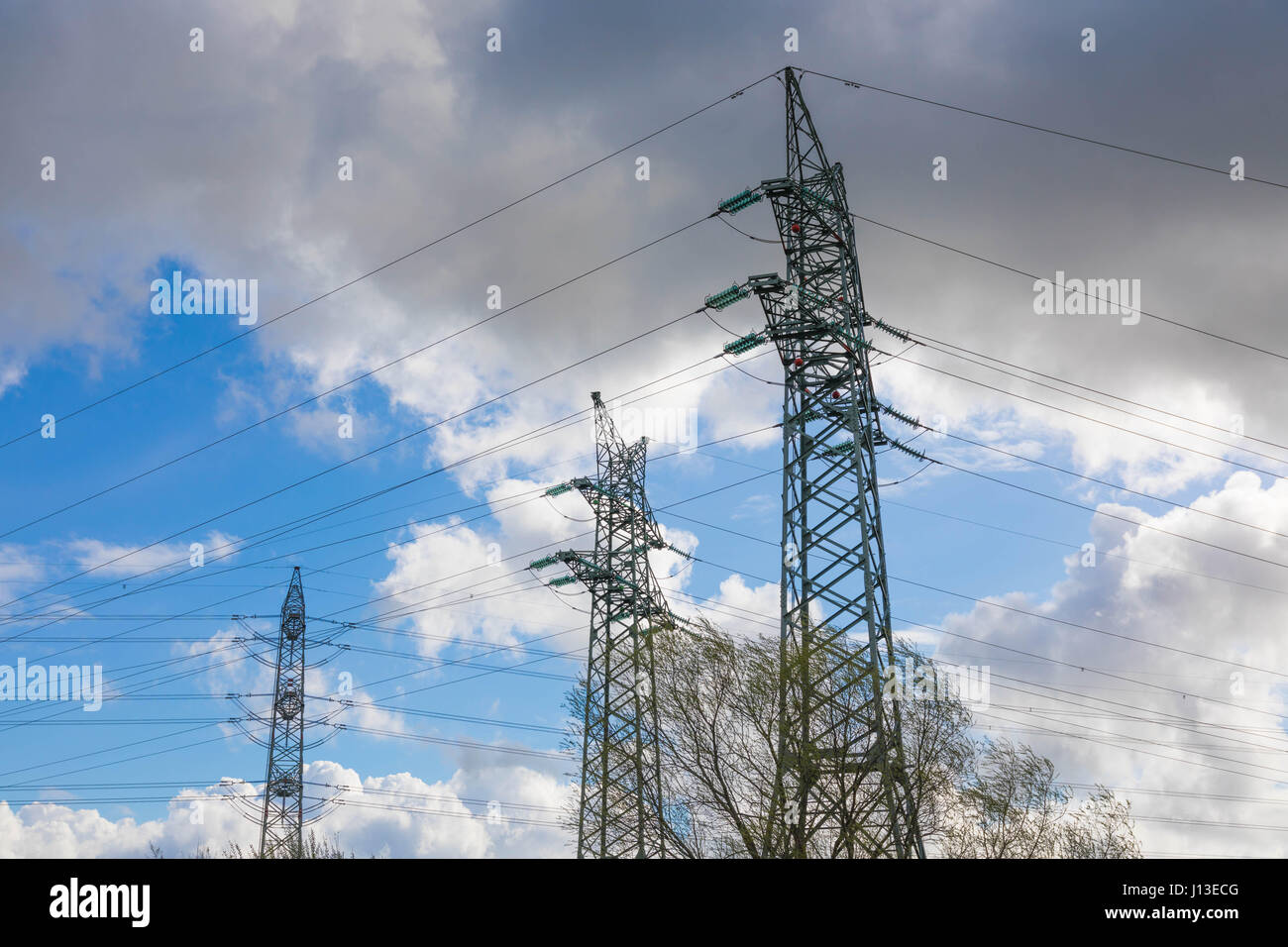 High voltage Pylons - Electro Smog Stock Photo - Alamy