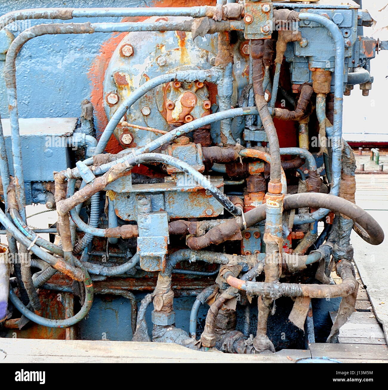 Decayed old diesel motor to operate a fishing boat Stock Photo - Alamy