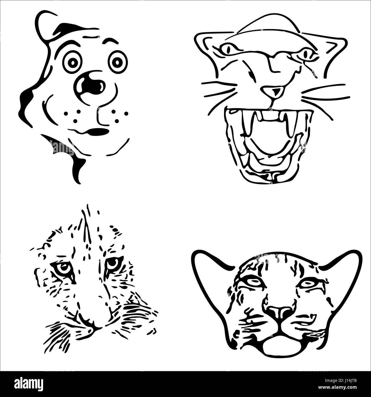 ink style vector set of cats silhouettes Stock Vector Image & Art - Alamy