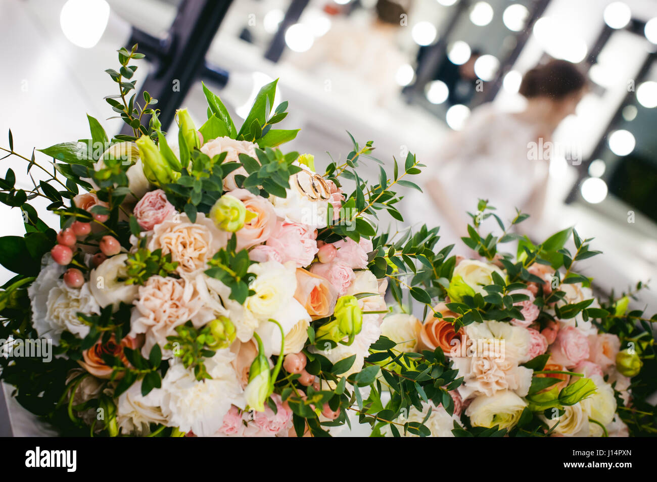 Beautiful wedding bridal bouquet of flowers, close-up, traditional ...