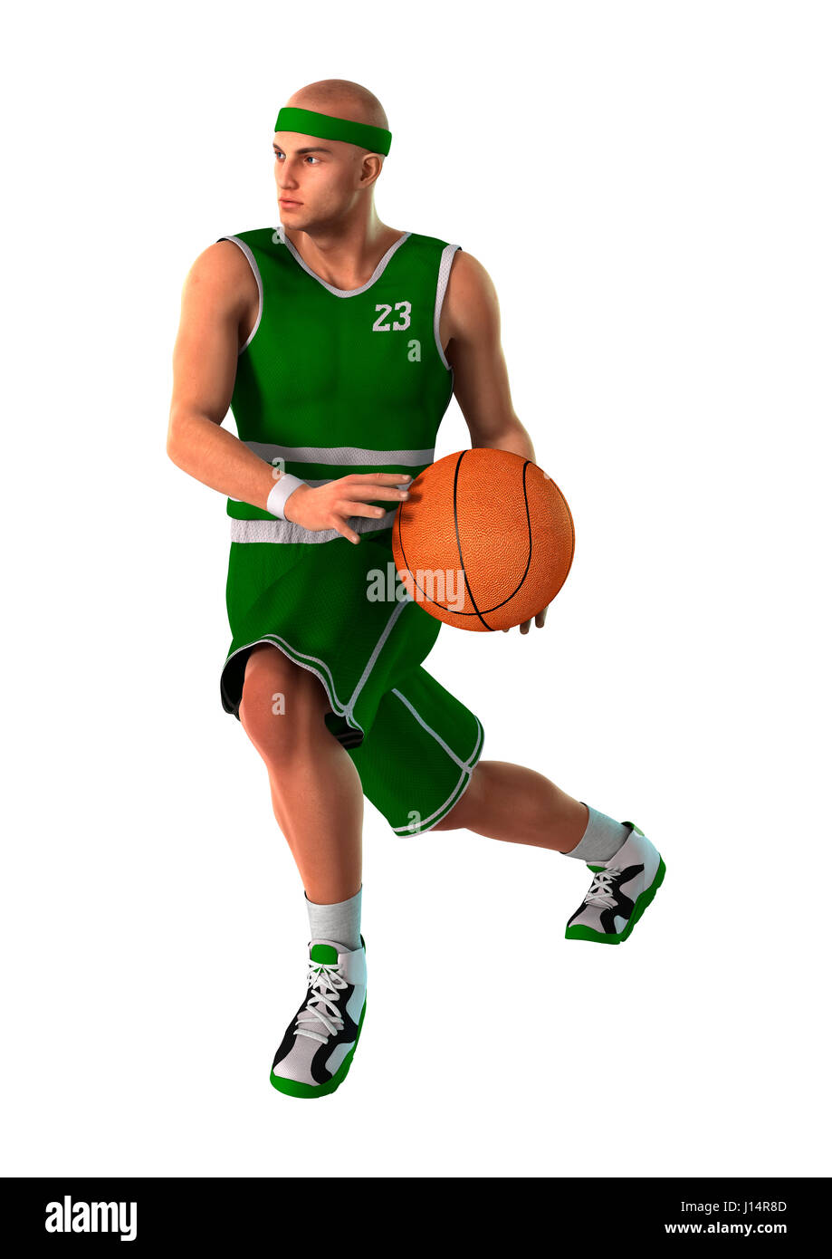 3D rendering of a basketball player isolated on white background Stock ...