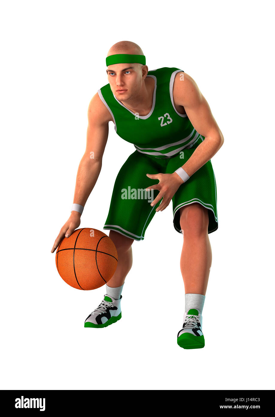 3D rendering of a basketball player isolated on white background Stock ...