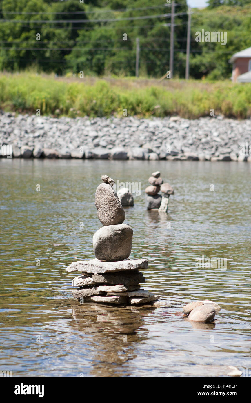 Small piles of stones called 'Inuksuk' is a stone landmark used by ...