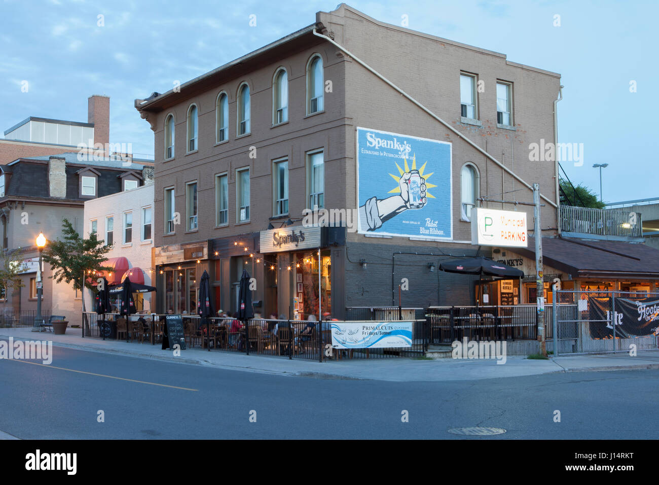 Hunter Street Cafe district in the city of Peterborough, Ontario ...