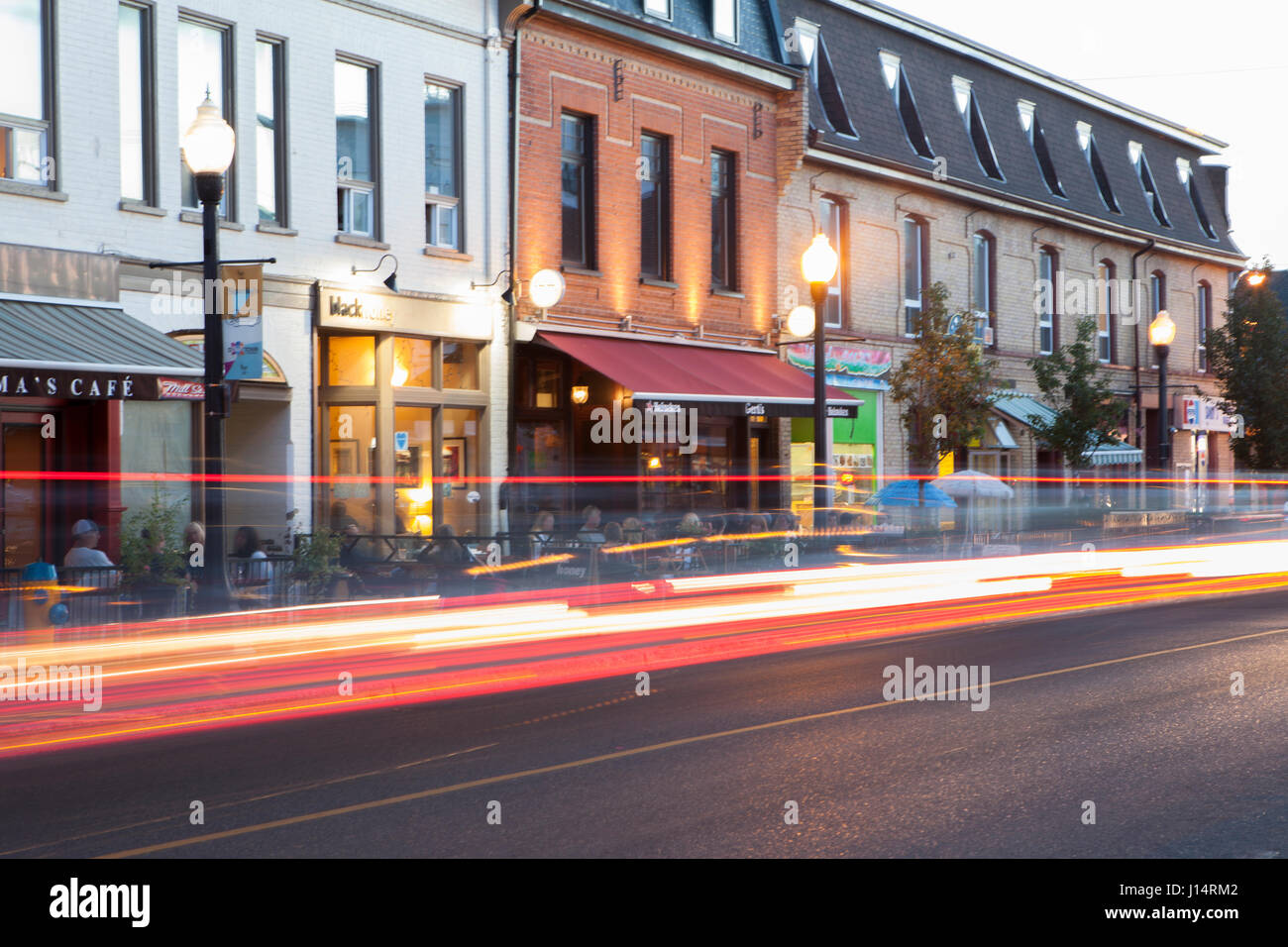 Hunter Street Cafe district in the city of Peterborough, Ontario ...