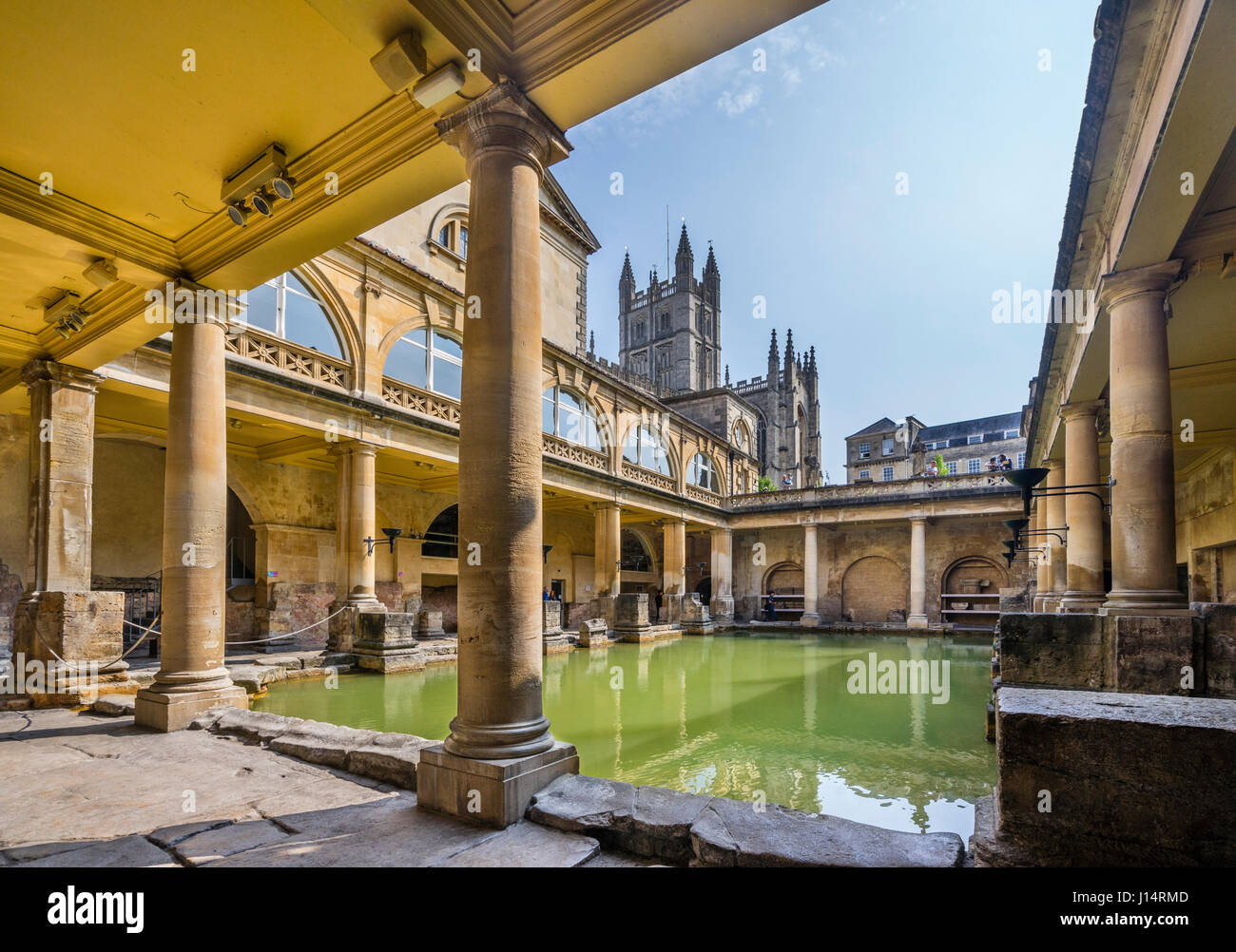 United Kingdom; England, Somerset, the Roman Bath in Bath with ...