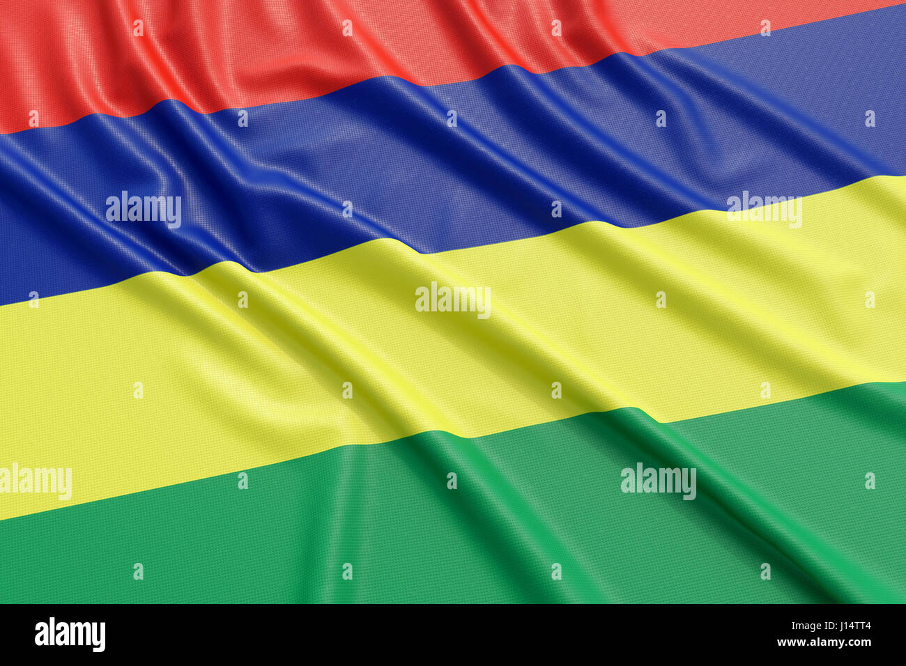 Mauritius flag. Wavy fabric high detailed texture. 3d illustration ...