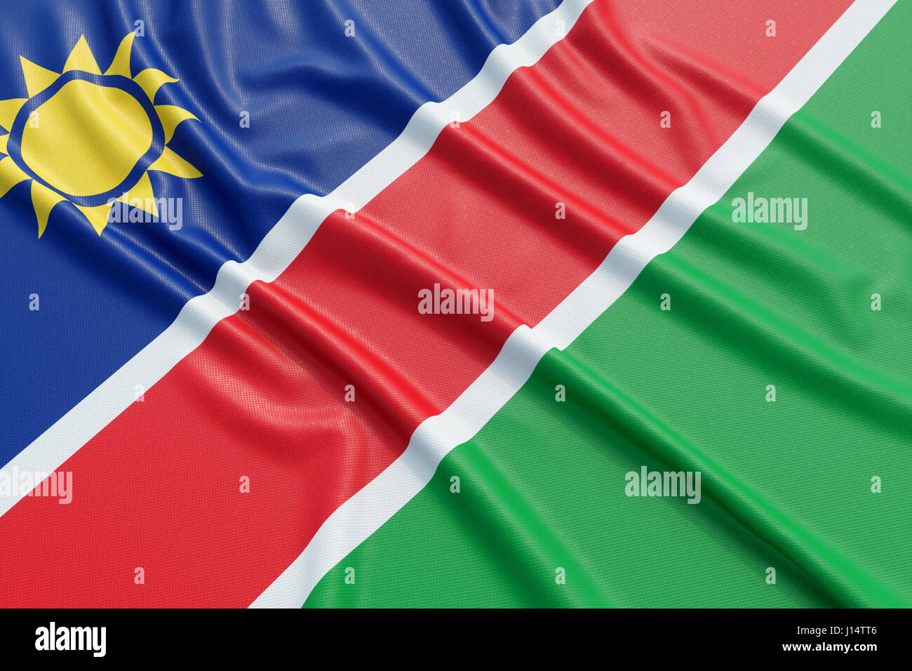 Namibia flag. Wavy fabric high detailed texture. 3d illustration ...