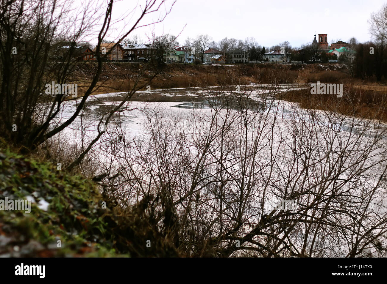 river spring cloud and snow Stock Photo - Alamy