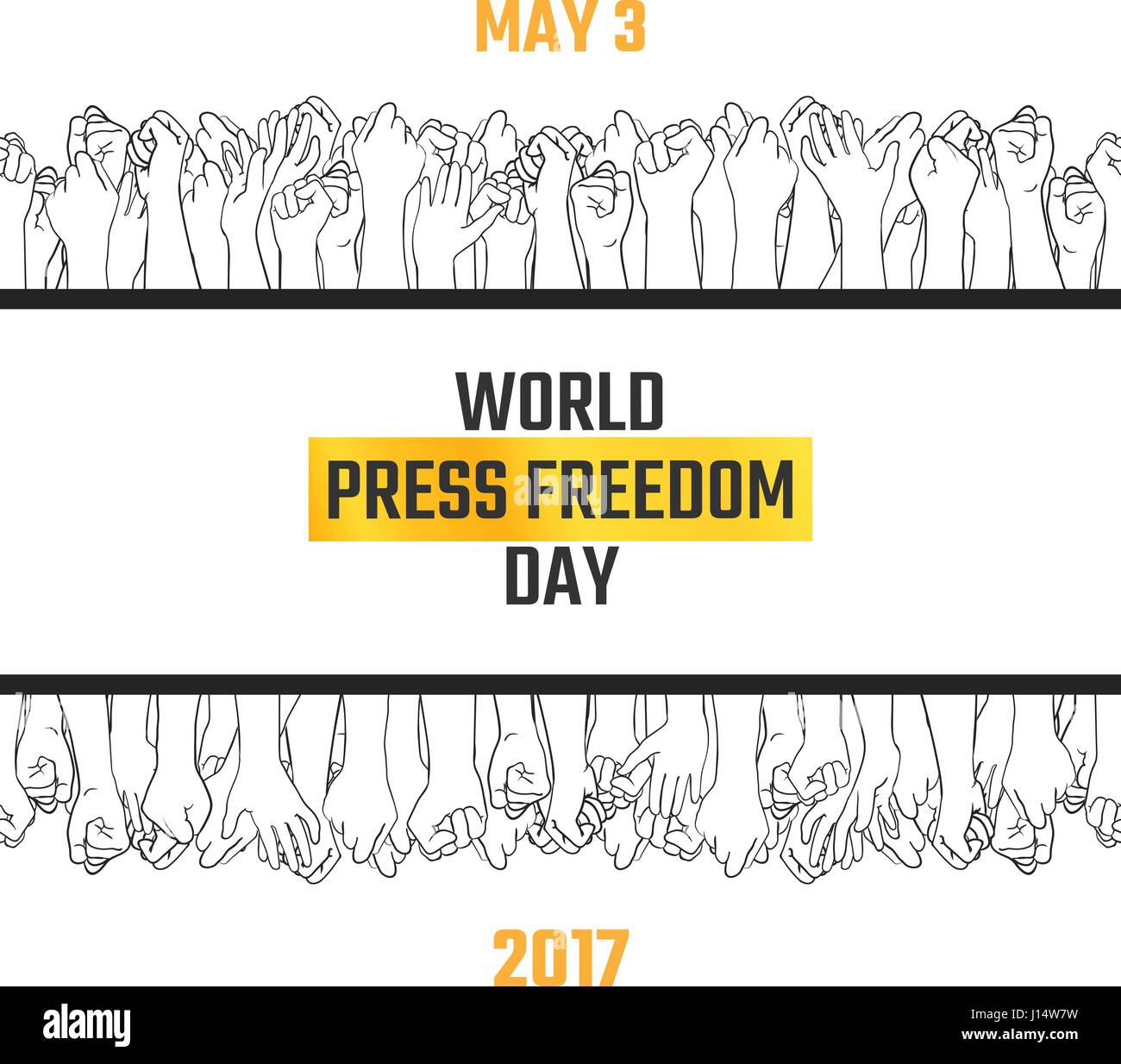 World press freedom day, May 3. Vector hand drawn illustration. Crowd ...
