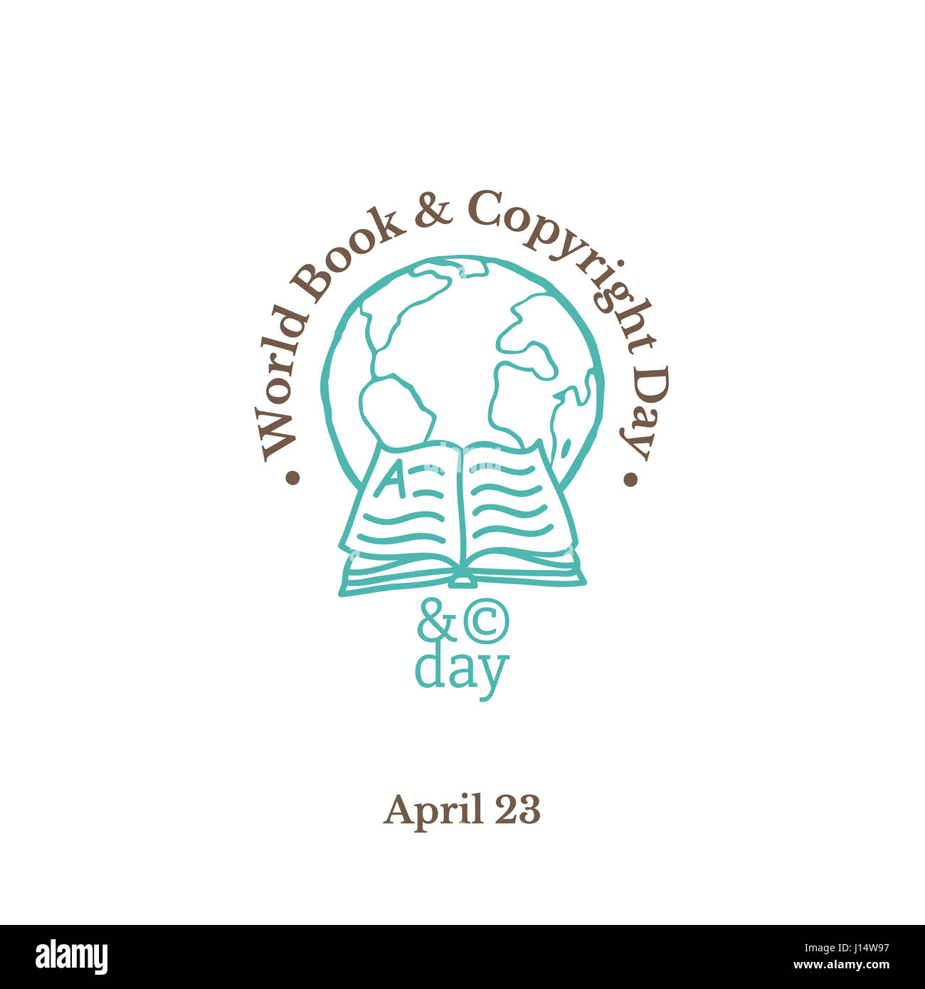 World Book and Copyright Day, April 23. illustration with globe, open ...