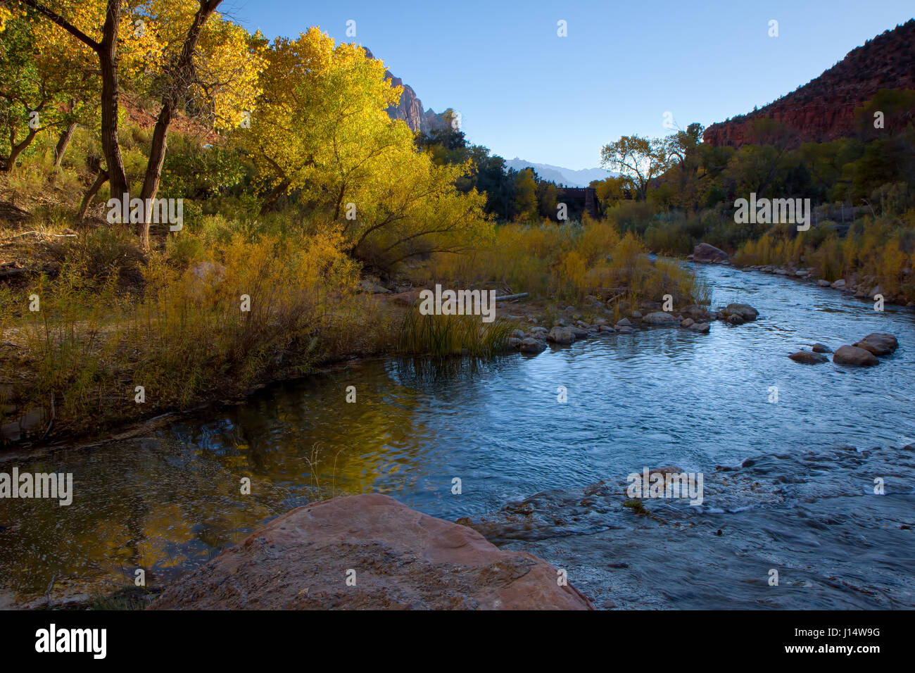 Autumn Sunlight on the Virgin River Valley Stock Photo - Alamy