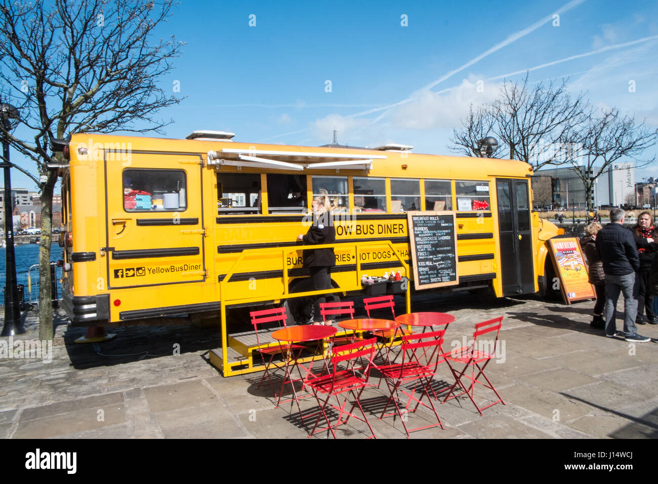Diner,school,bus,food,Albert Dock,Albert,Dock,Liverpool,Merseyside ...