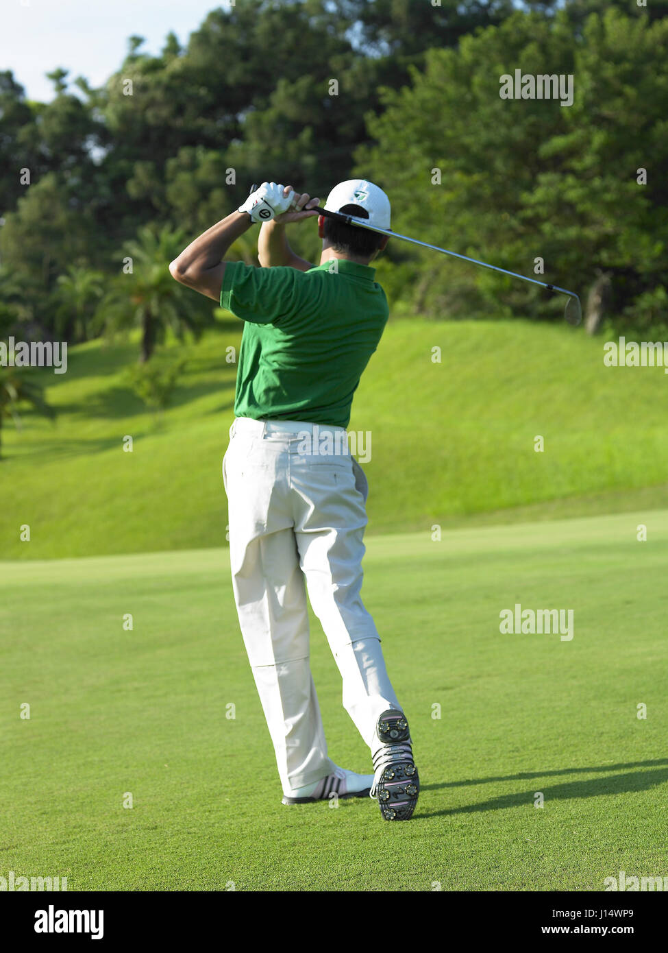 Rear view teeing off golf hi-res stock photography and images - Alamy