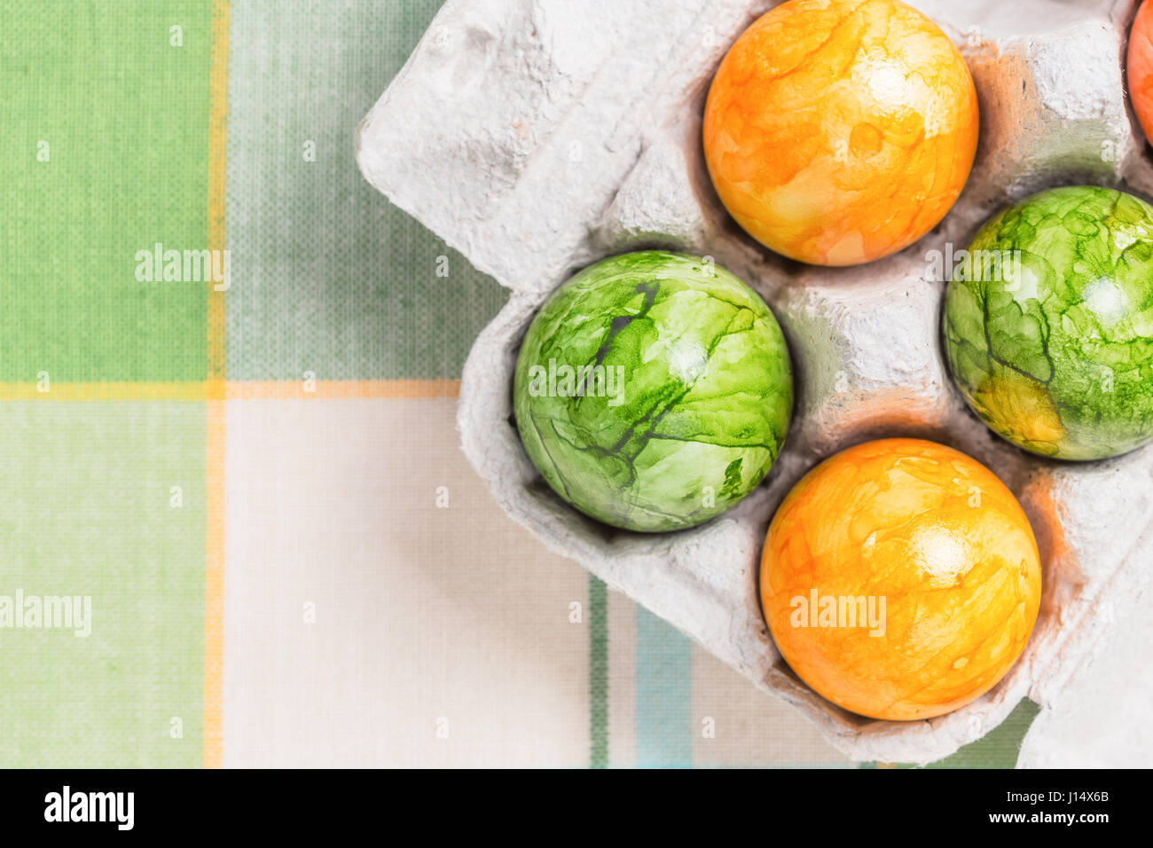 Colored eggs in box Stock Photo - Alamy
