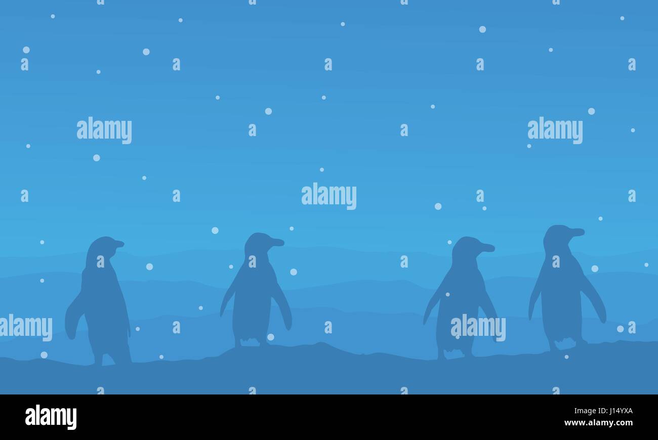 At night penguin on snow landscape Stock Vector Image & Art - Alamy