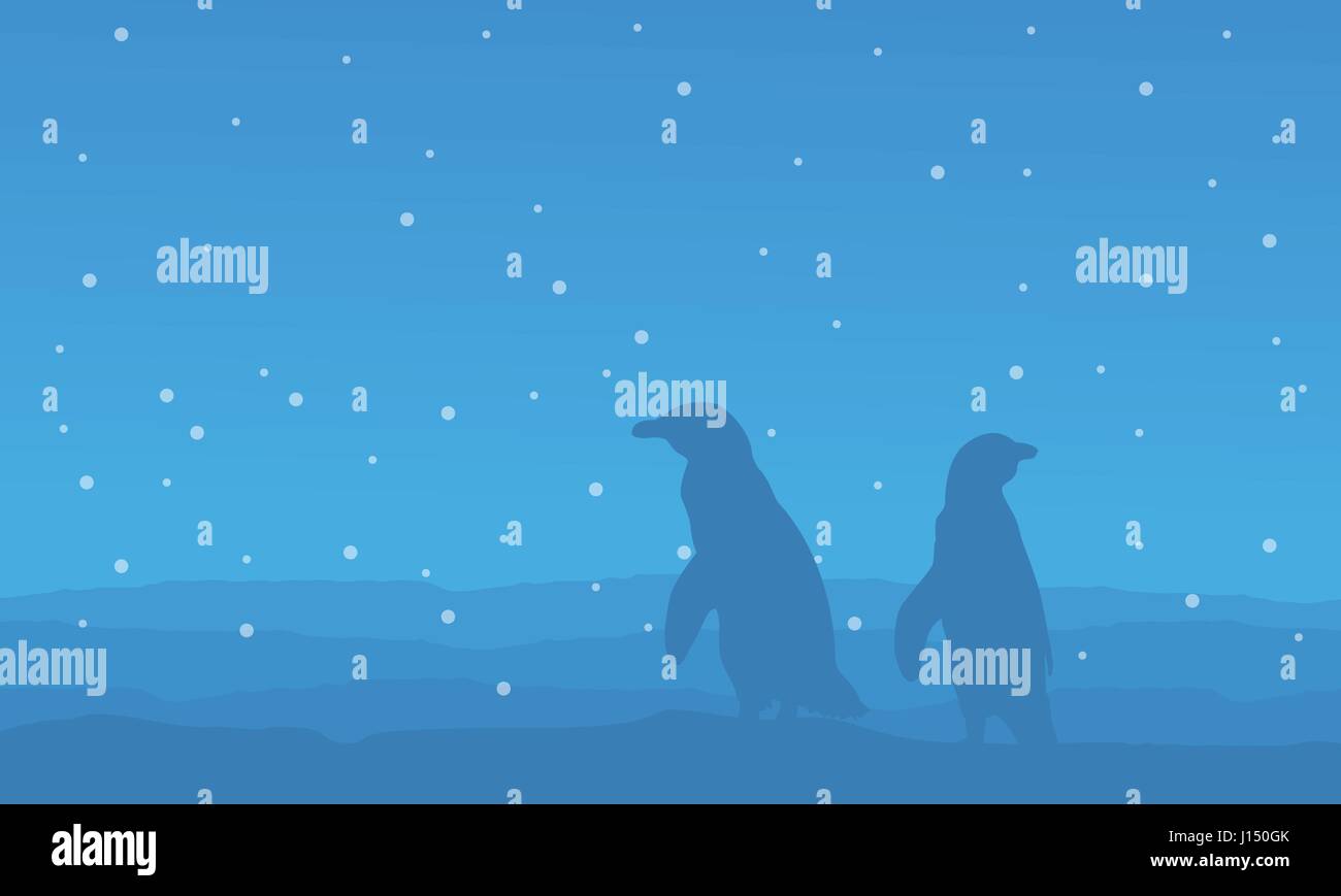 Blue background with penguin scenery Stock Vector Image & Art - Alamy