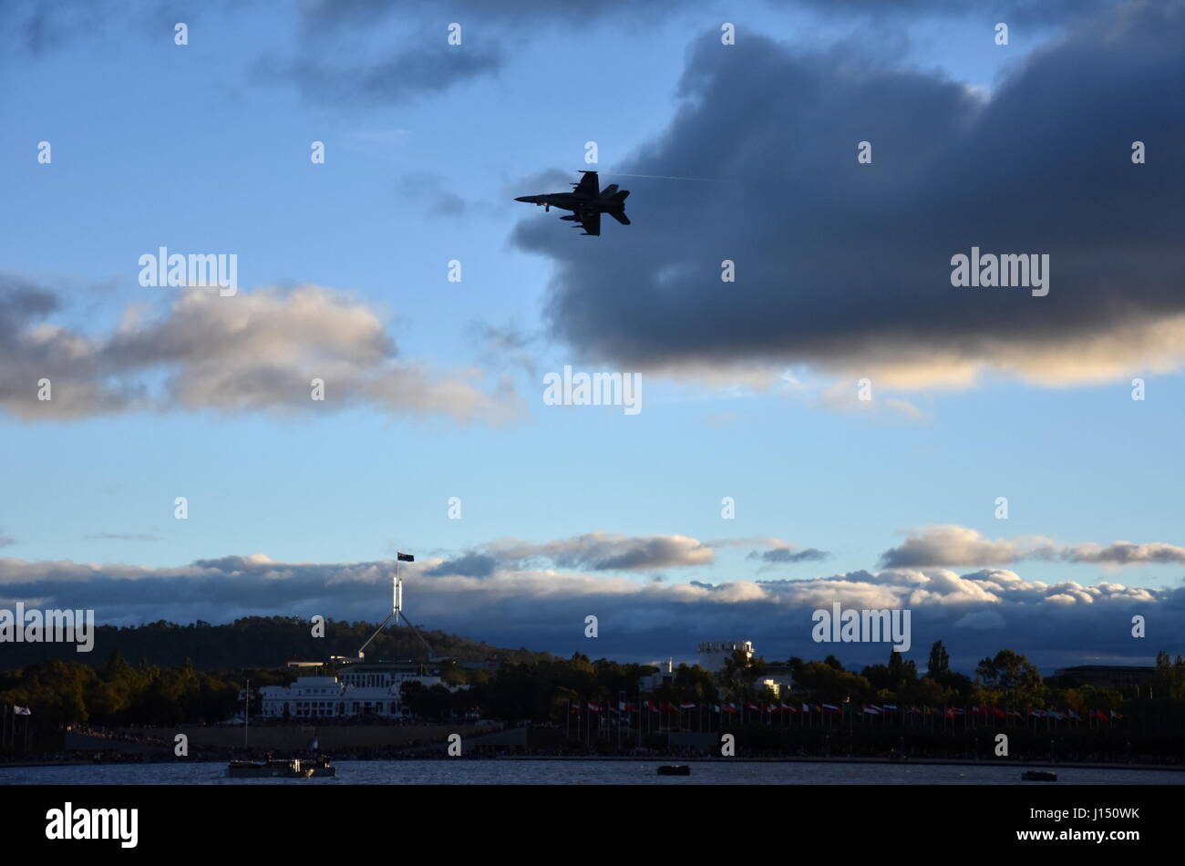 Canberra, Australia - March 18, 2017. An adrenalin rushing RAAF F/A-18F ...
