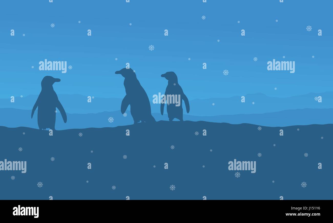 Silhouette of penguin at night landscape Stock Vector Image & Art - Alamy