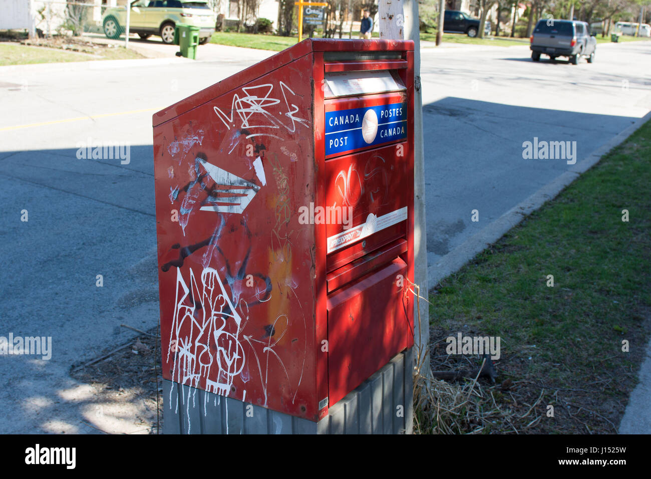 A graffiti covered and vandalized Canada Post mailbox near Finch and ...