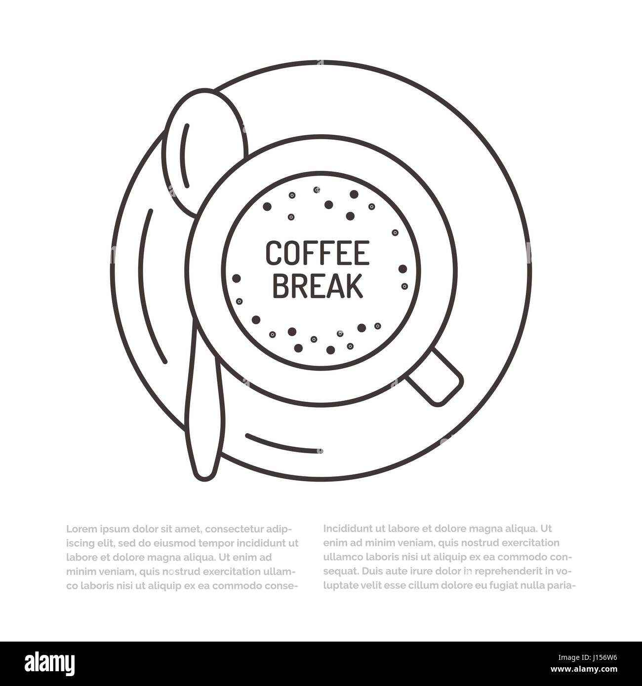 Cup of coffee flat line illustration. Espresso drink top view concept ...