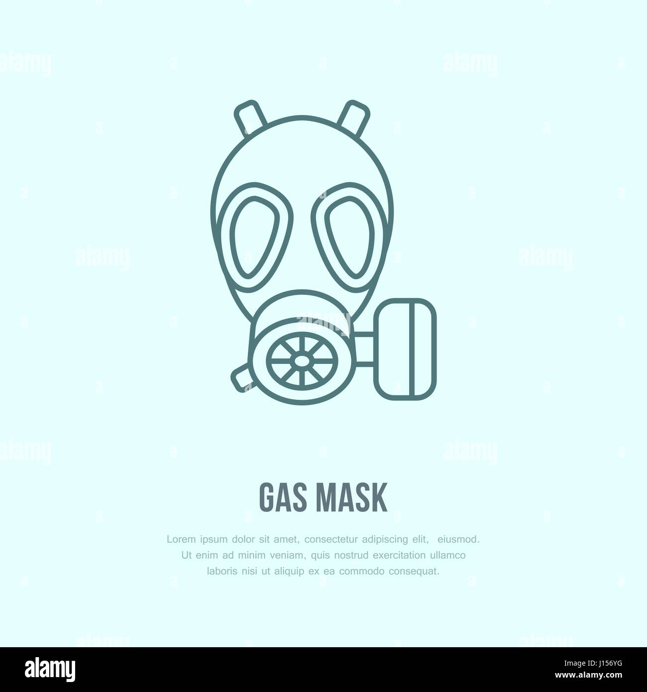 Gas mask, respirator flat line icon. Vector logo for personal ...
