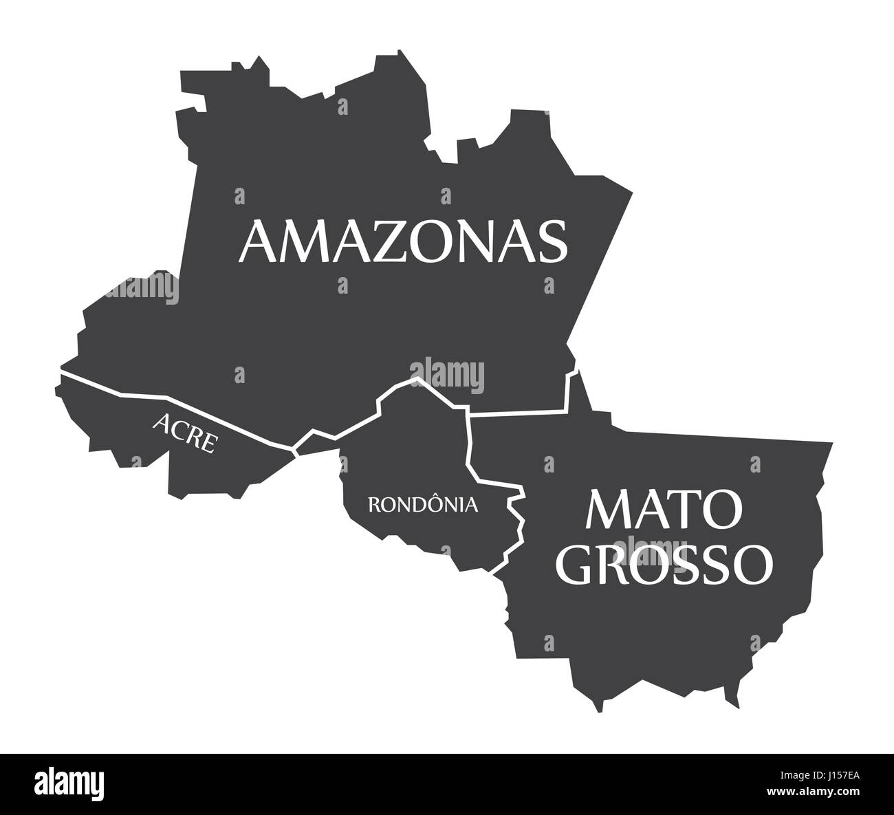 Amazonas - Acre - Rondonia - Mato Grosso Map Brazil illustration Stock Vector Image & Art - Alamy