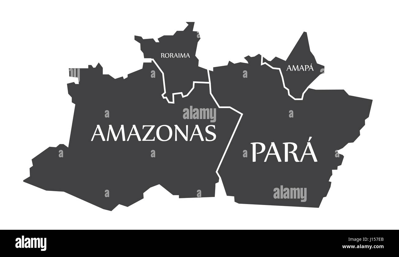 Amazonas - Para - Roraima - Amapa Map Brazil illustration Stock Vector ...