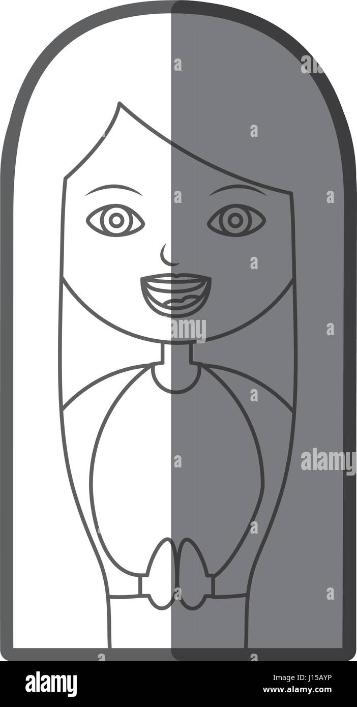 monochrome silhouette figure virgin maria cartoon Stock Vector Image ...