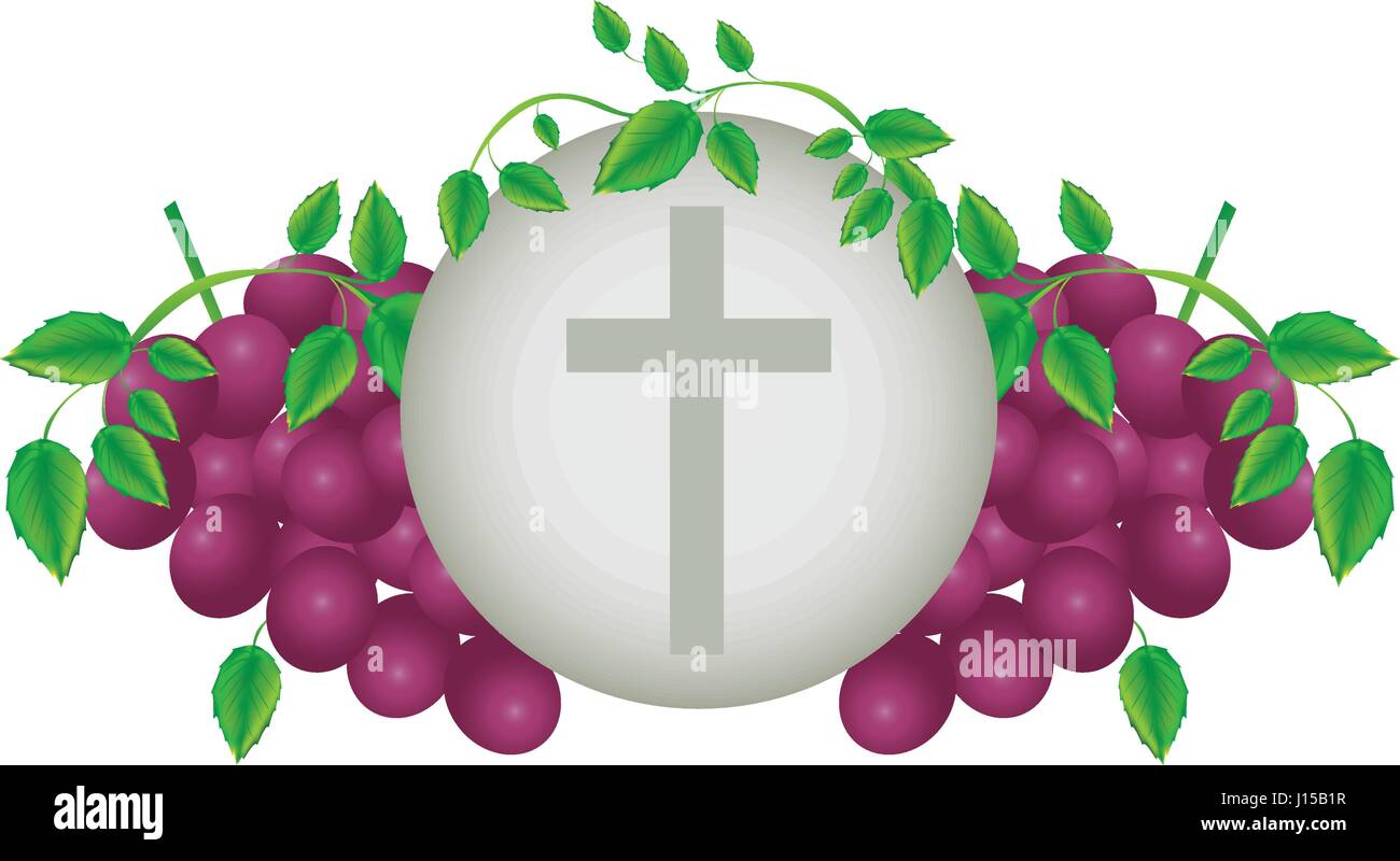 color background with communion religious icons of grapes and christian ...