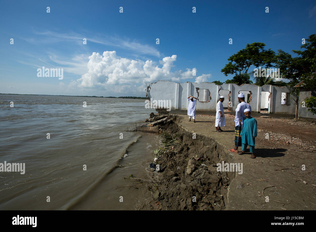 Riverbank damages due to river erosion from the Padma River at Dohar in ...