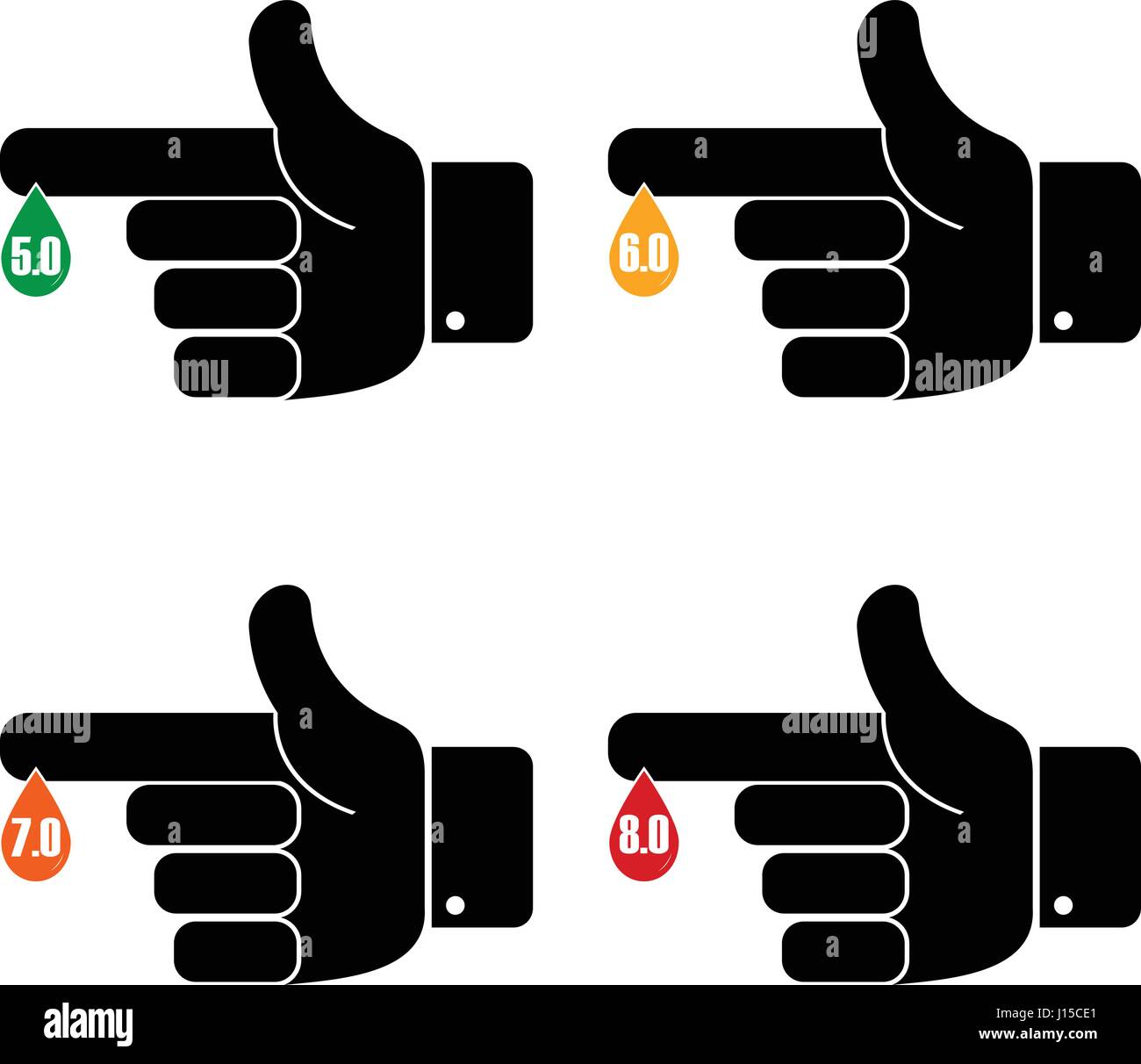 Sugar level in blood icons set vector illustration on white background ...