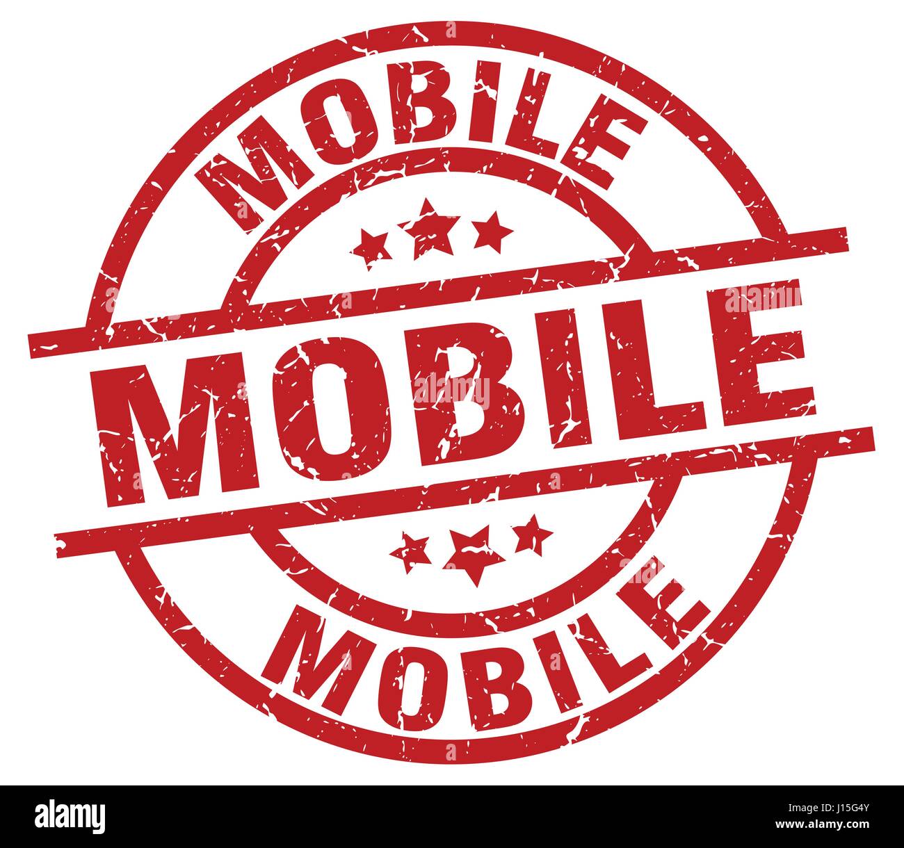 mobile round red grunge stamp Stock Vector Image & Art - Alamy