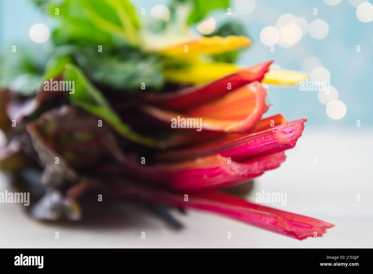 Narrow Depth of Field of Rainbow Chard Stems with selective focus Stock ...
