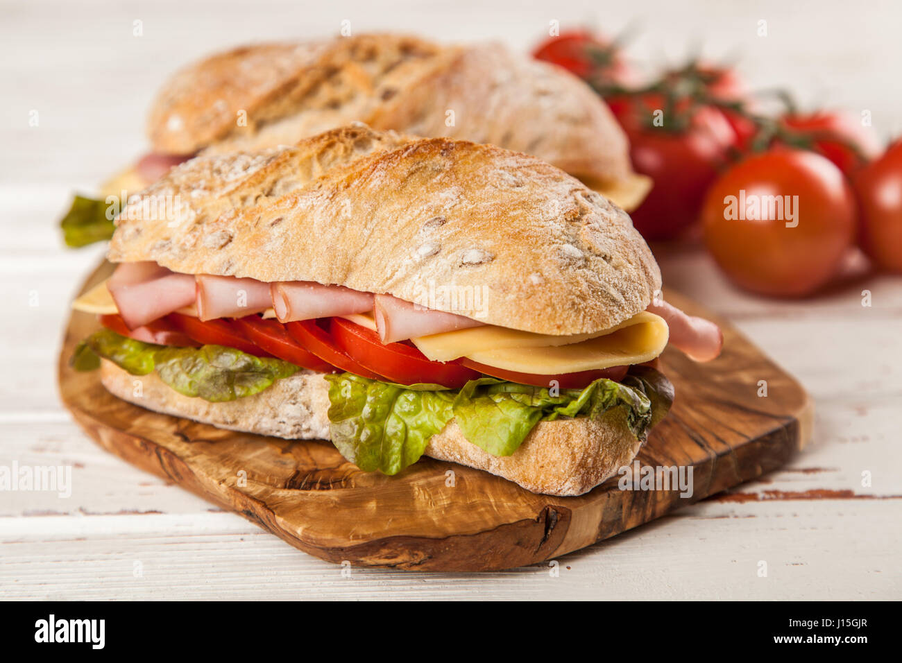 Delicious ciabatta sandwich Stock Photo - Alamy