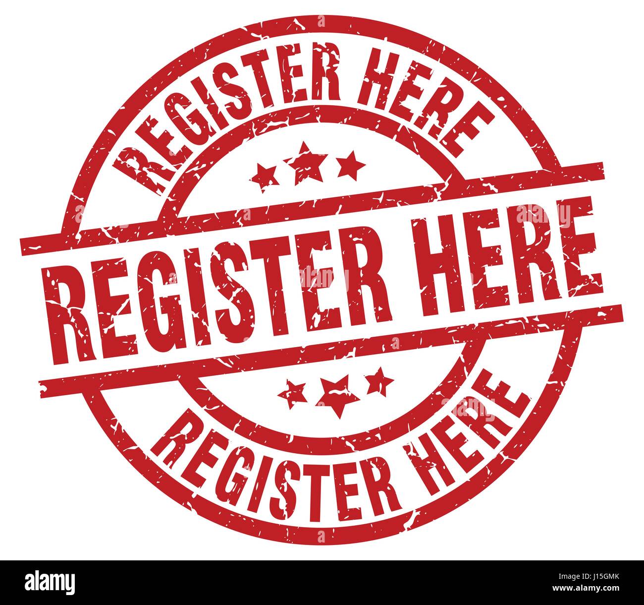 register here round red grunge stamp Stock Vector Image & Art - Alamy