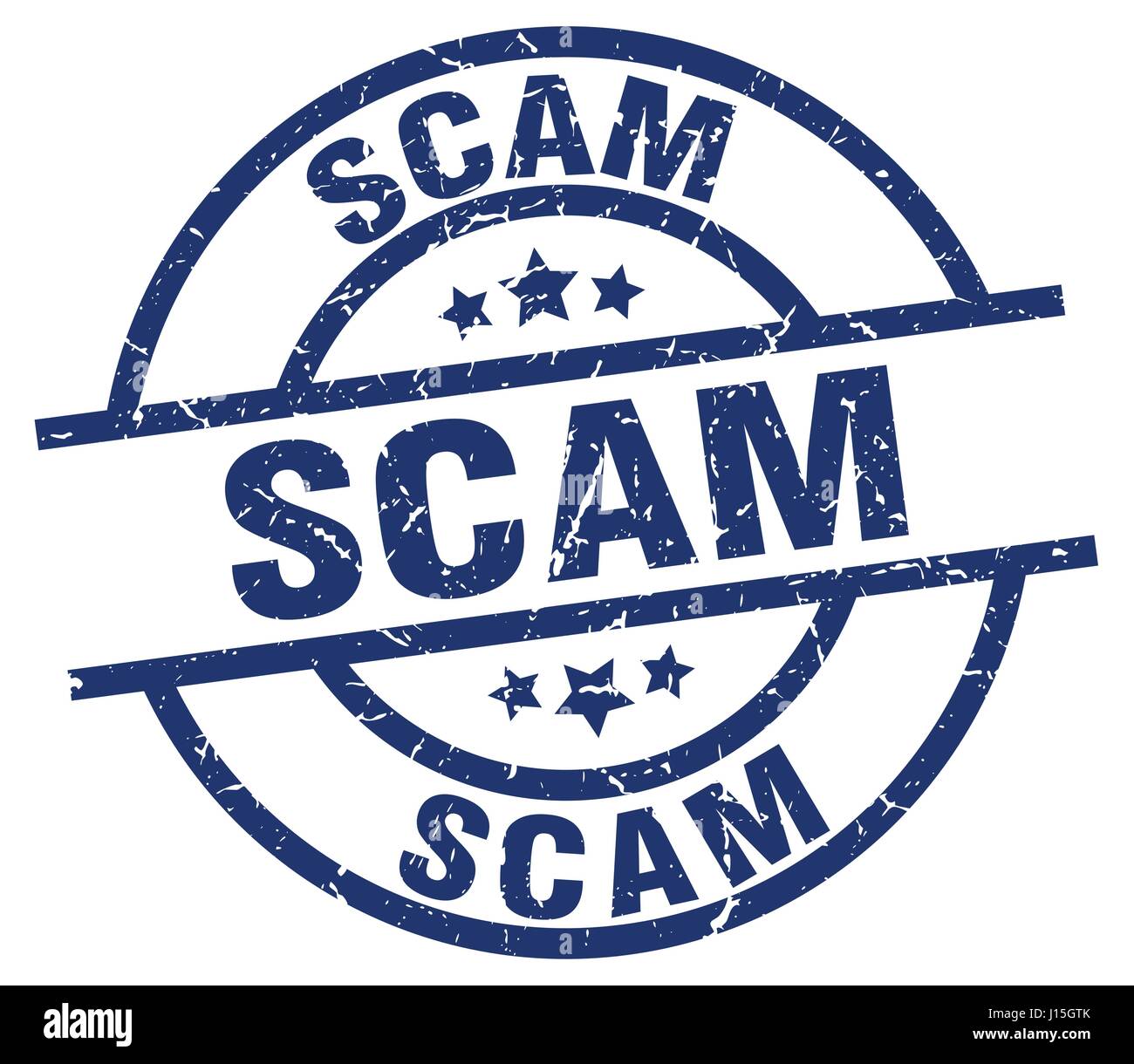scam blue round grunge stamp Stock Vector Image & Art - Alamy