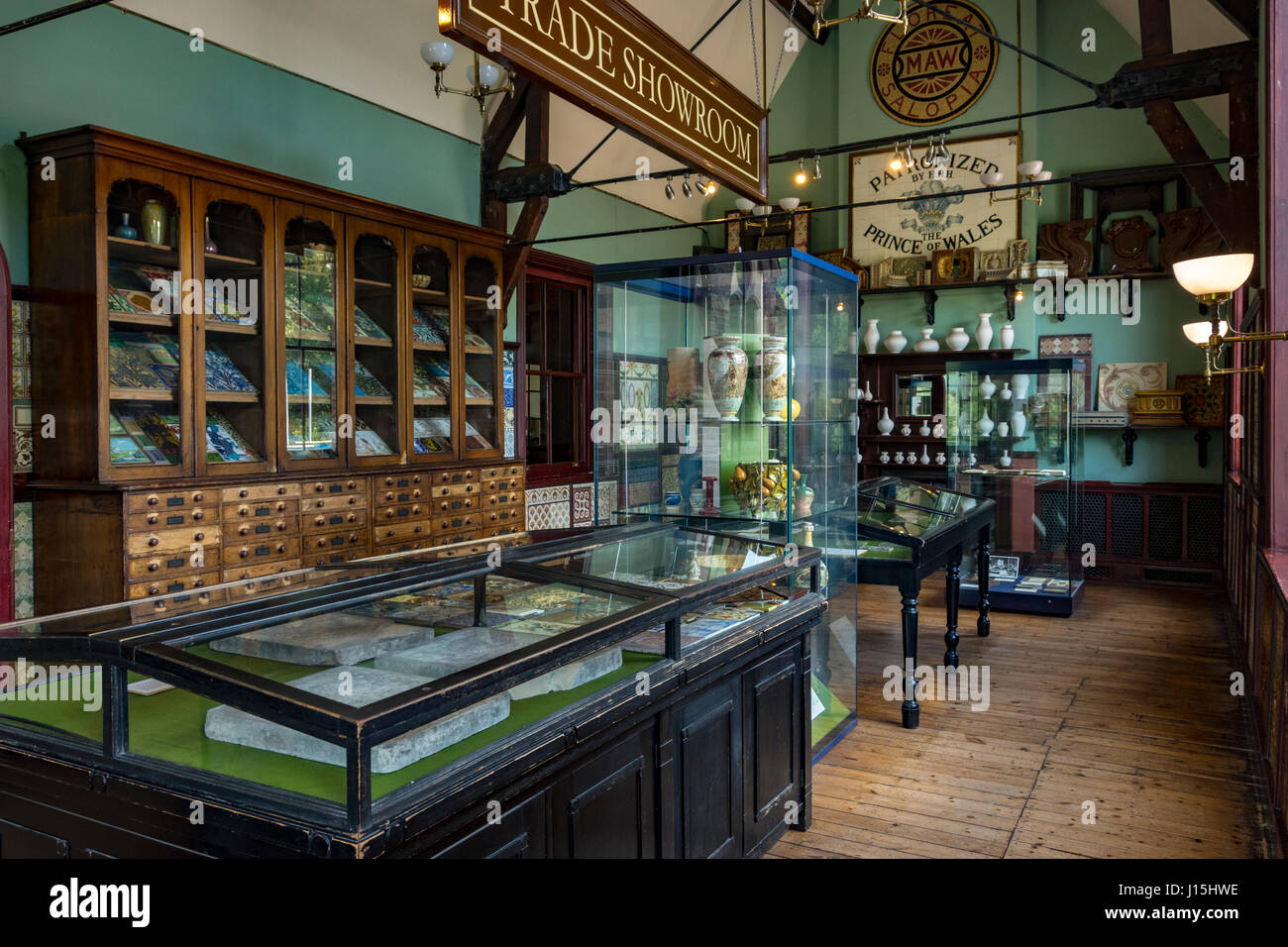 Exhibits inside the Jackfield Tile Museum, Jackfield, Shropshire ...