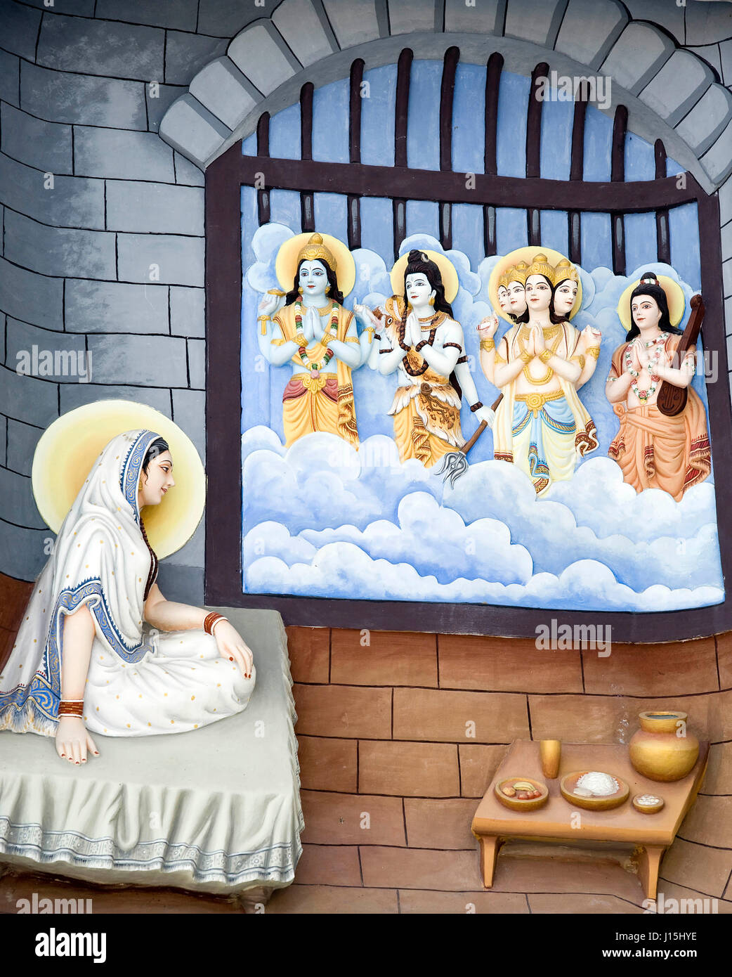 Devaki in jail painting on wall, uttar pradesh, india, asia Stock Photo ...
