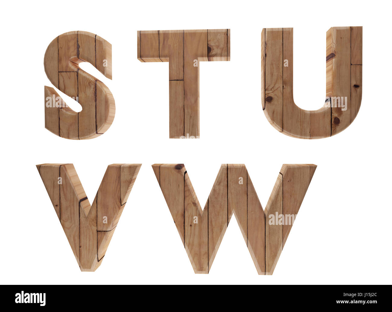 wooden alphabet letters english language S T U V W in 3D render image ...
